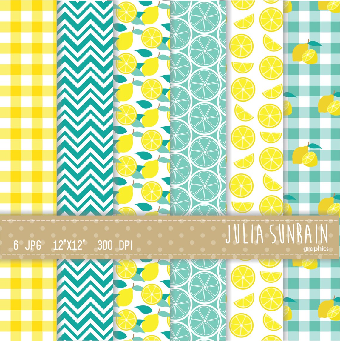 Lemonade Clipart and Digital Paper Set Instant Download - Etsy