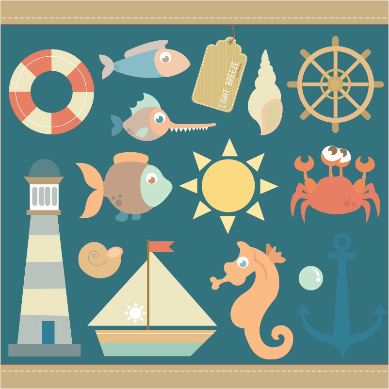 Sea Digital Clipart Set Instant Download Personal and - Etsy