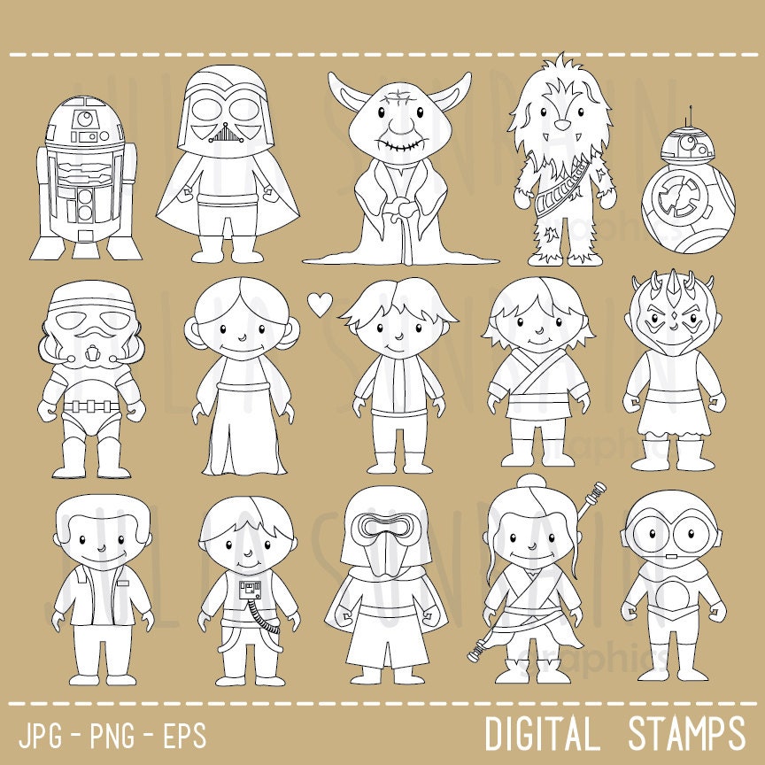 Star Wars Digital Stamps Clipart & Vector Set Instant Download Personal ...