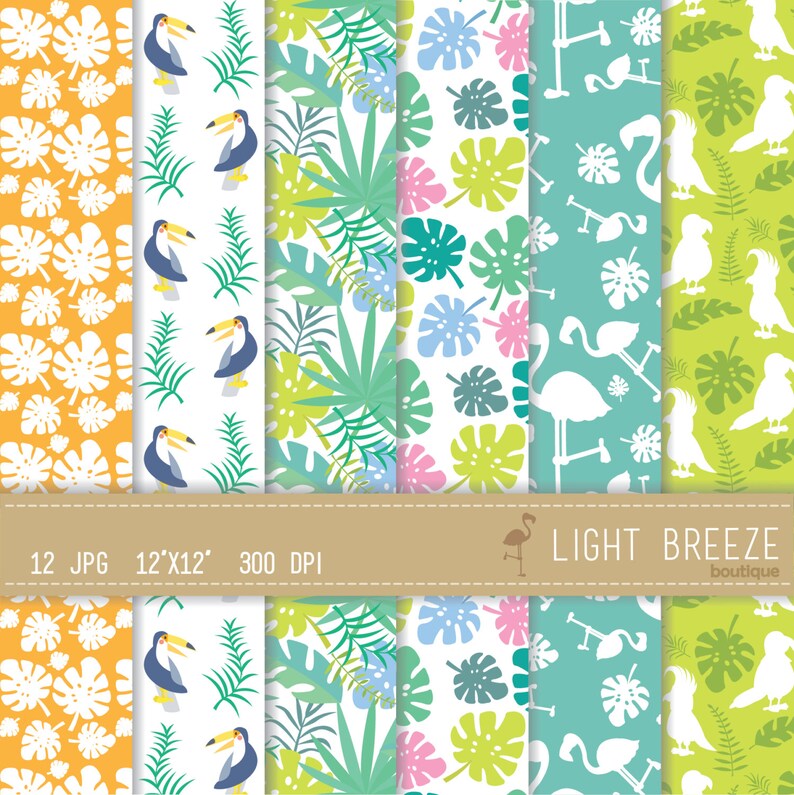 Tropical Digital Paper Set Instant Download Hawaii Pink green Orange - Etsy