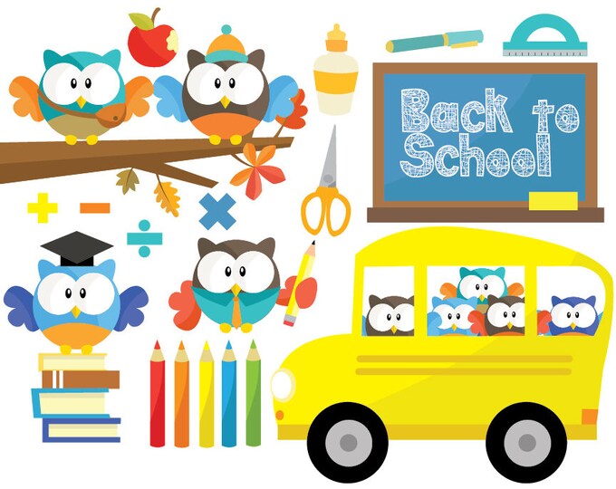 Owl Back to School Clipart Set - Instant Download - Personal and ...