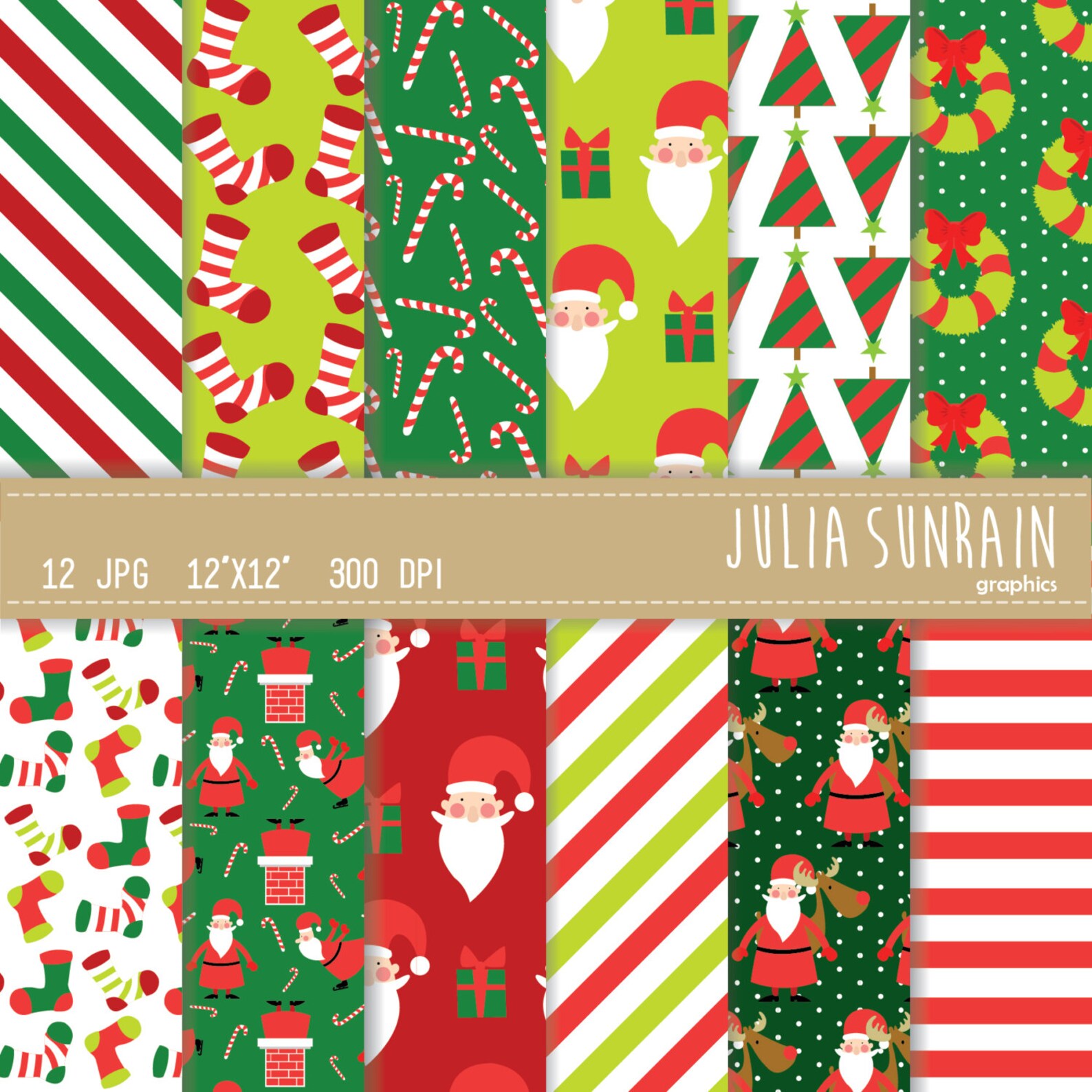 Christmas Santa Digital Paper Set Instant Download - Etsy