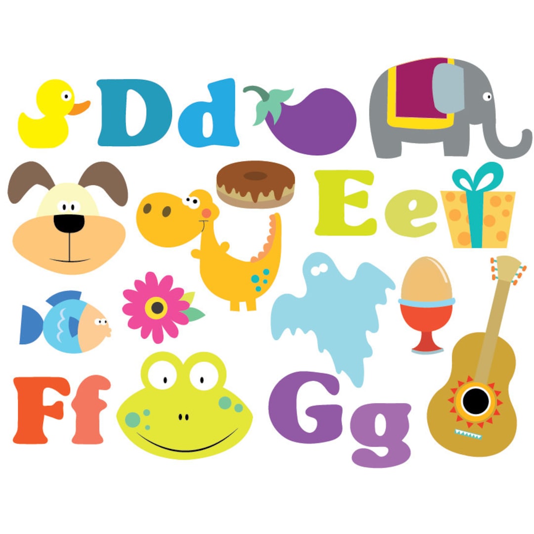 Alphabet Clipart DEFG Clipart & Vector Set Instant - Etsy