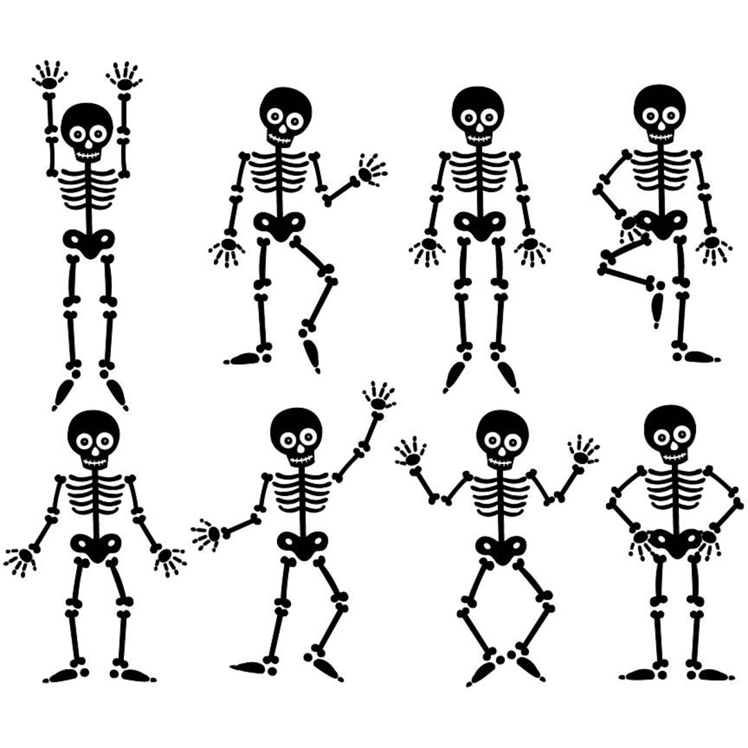 Halloween Skeleton Digital Clipart & Vector Set Instant Download ...