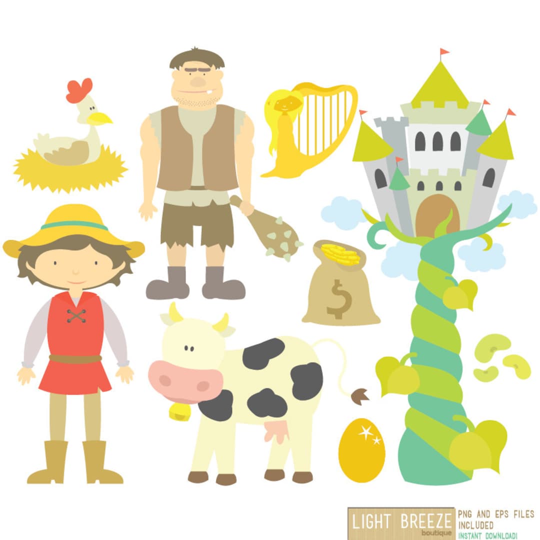 Jack and the Beanstalk Digital Clipart & Vector Set Instant Download ...
