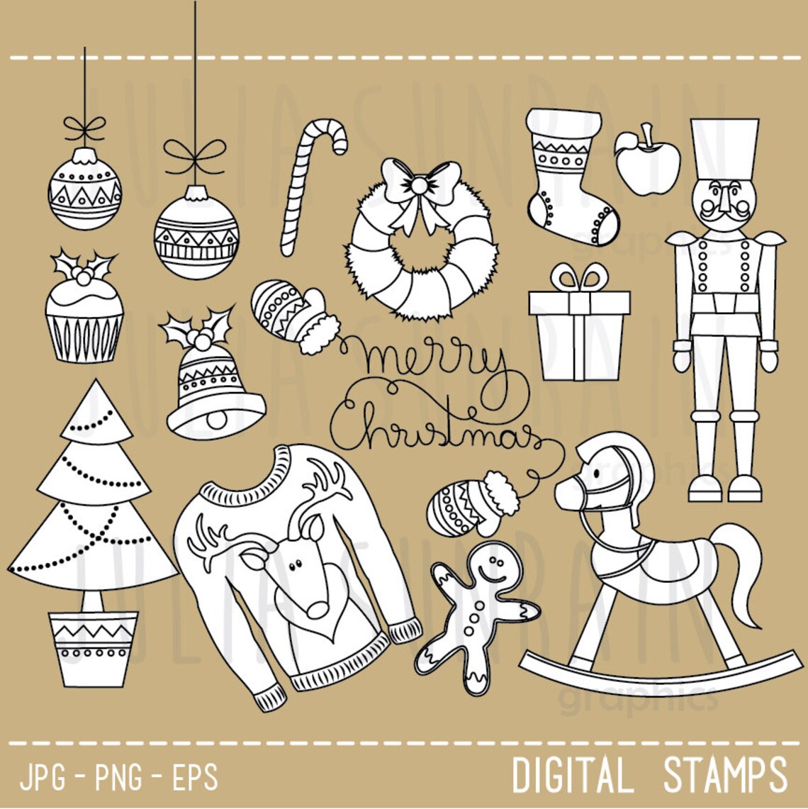 Christmas Digital Stamps Instant Download Personal and - Etsy