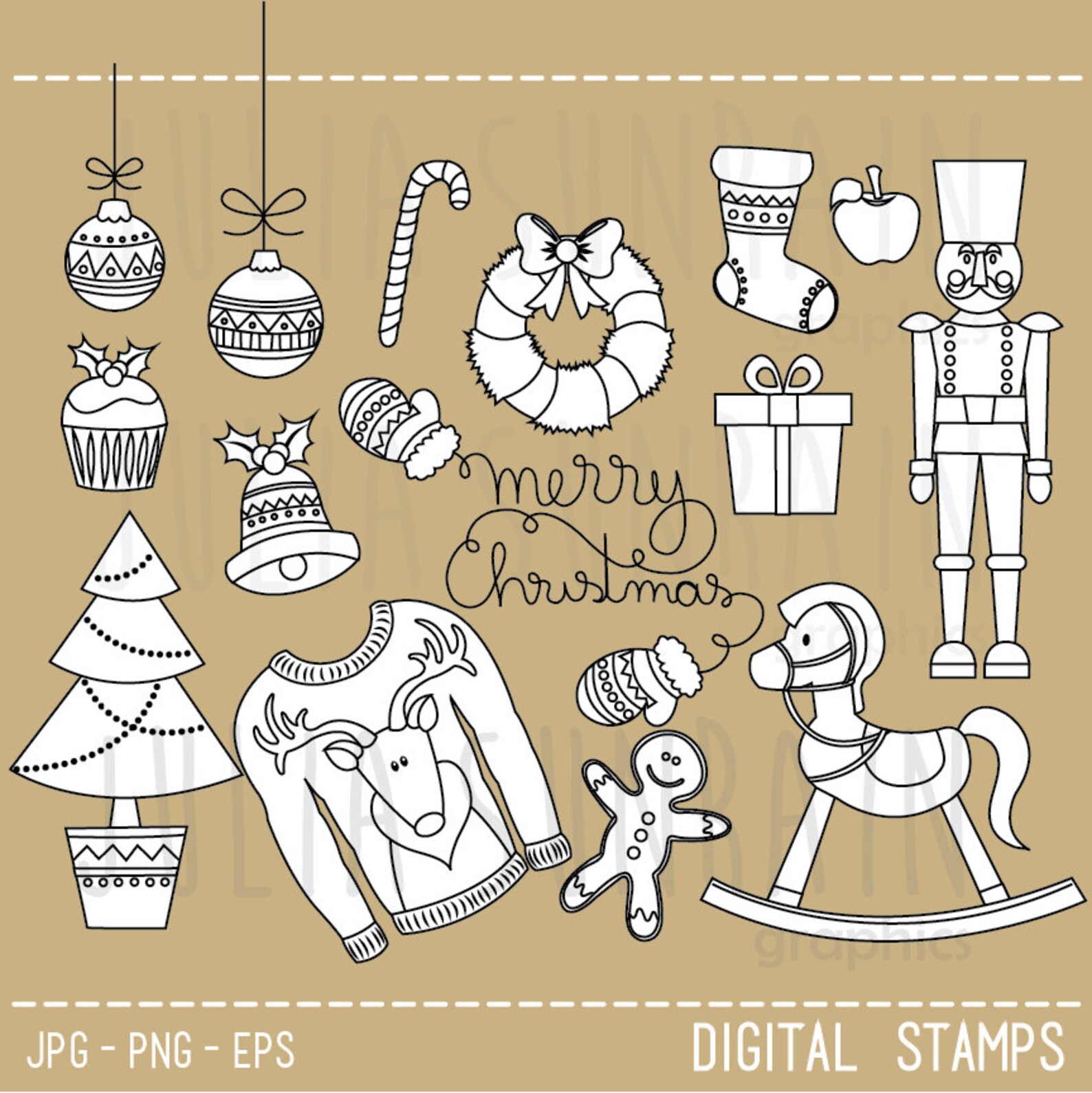 Christmas Digital Stamps Instant Download Personal and - Etsy