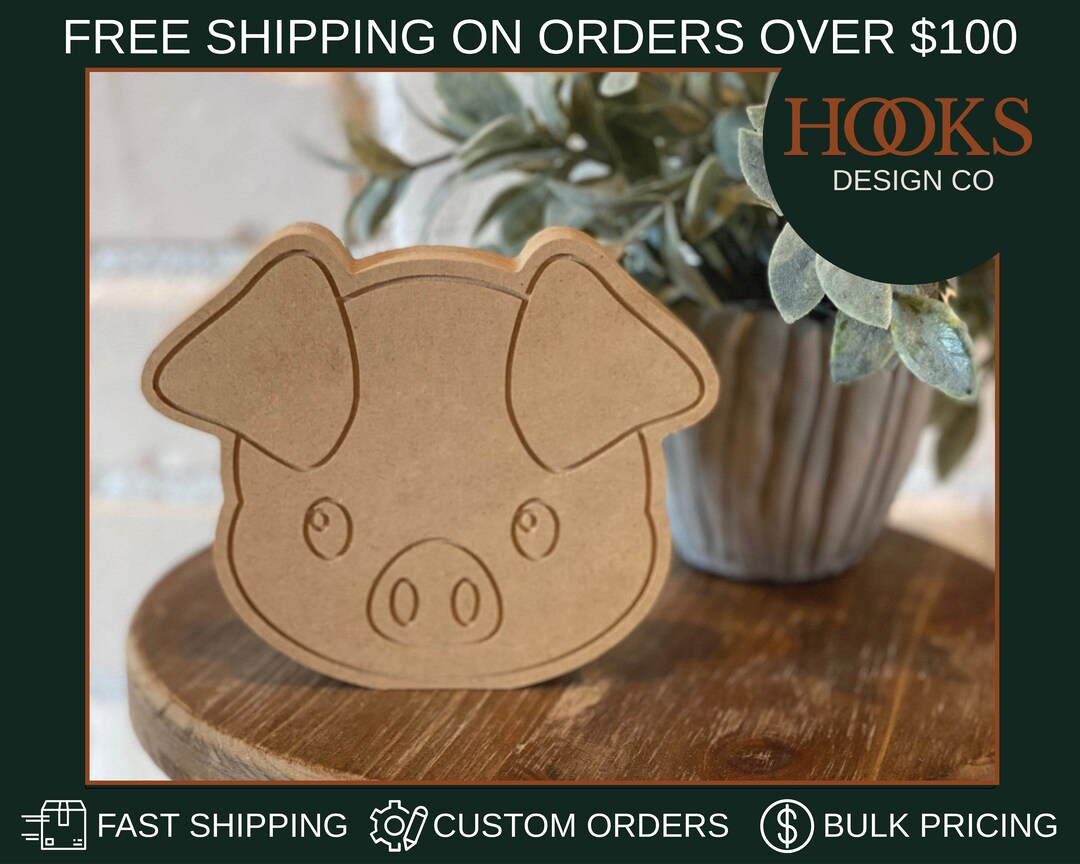 Unfinished Wood Pig Cutout, Farm Animal Cut Outs, Farm Crafts, Wooden ...