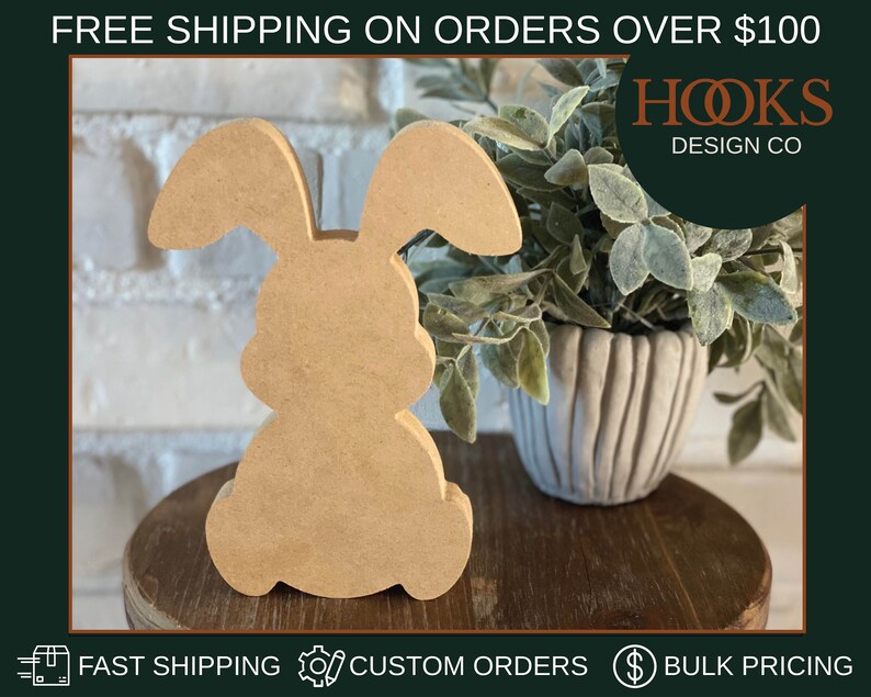 Wooden Bunny Cutout Unfinished Wooden Cutouts DIY Bunny - Etsy