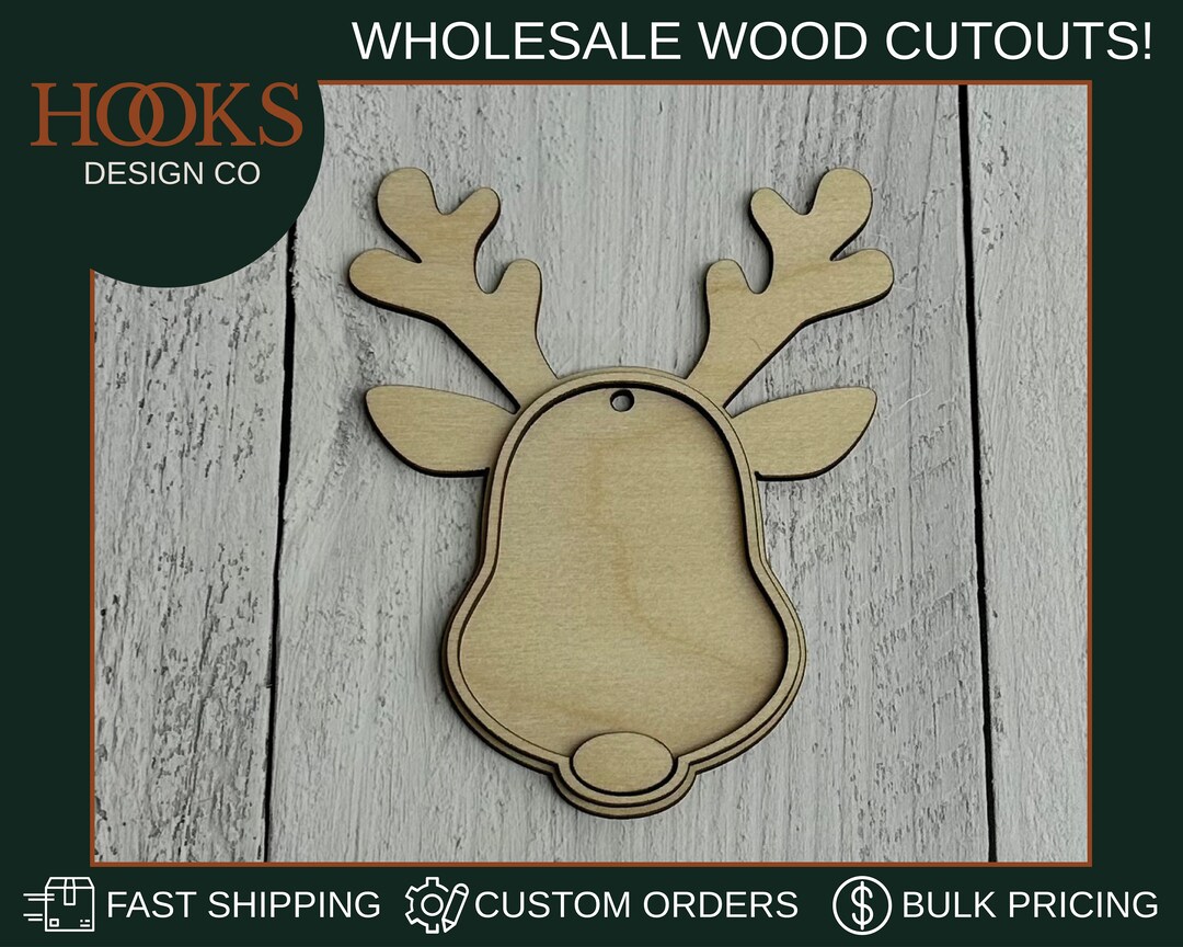 Unfinished Wood Reindeer Ornament, DIY Ornaments, Wood Cutouts, Blank ...