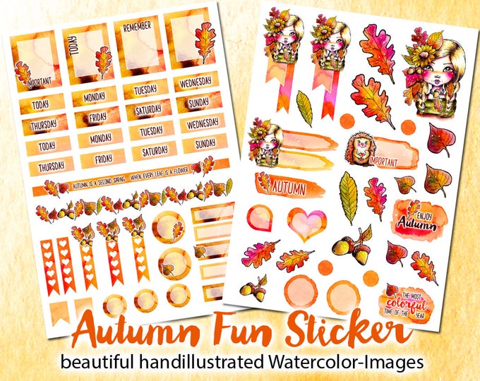Autumn Girl Stickers Printable Planner Sticker Digital - Etsy