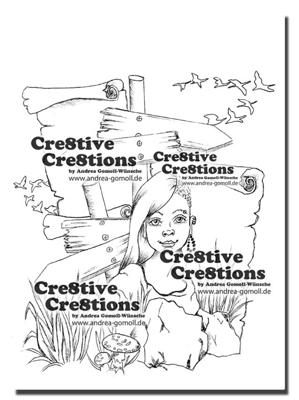 Crossroads Girl Digital Stamp / Printable Coloring Page - Etsy