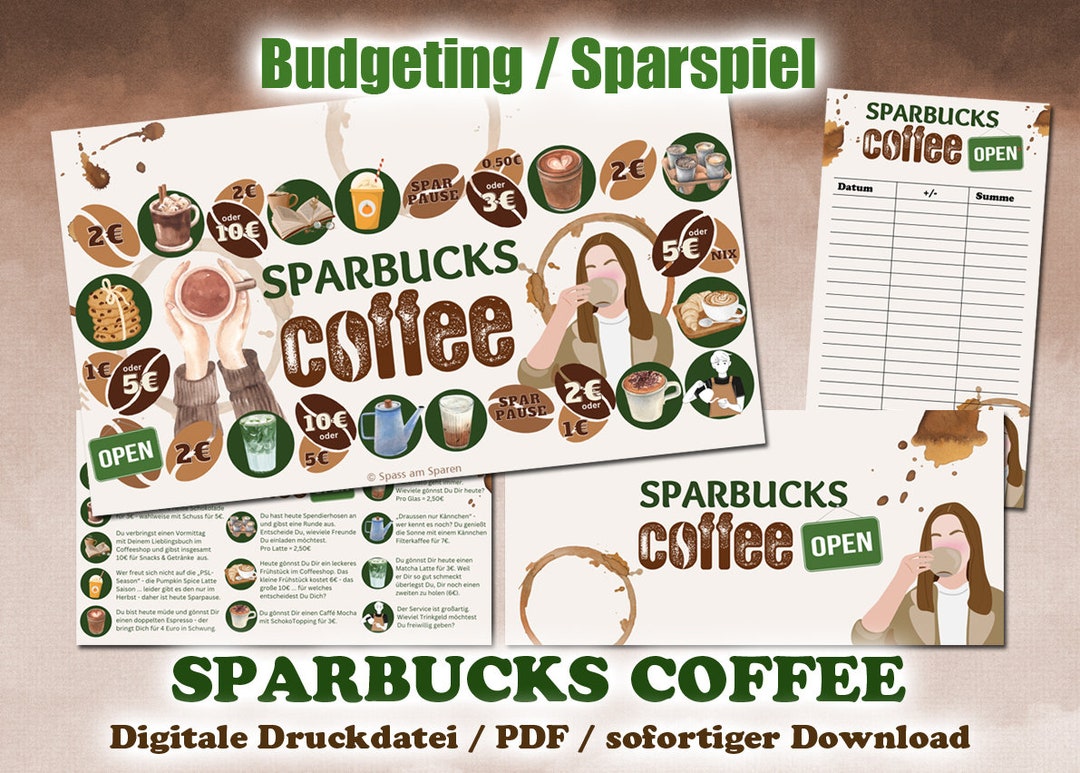 Spar-spiel "sparbucks Coffee" Für A6 Binder - EASY PRINT Digitale ...