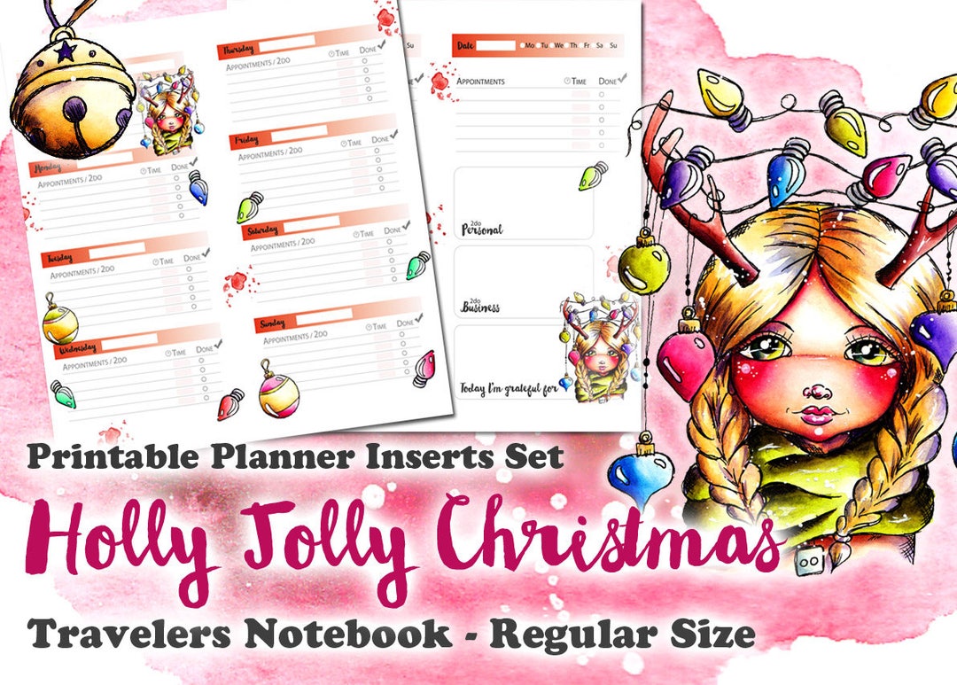 Holly Jolly Christmas - Printable Inserts Set for Travelers Notebook ...
