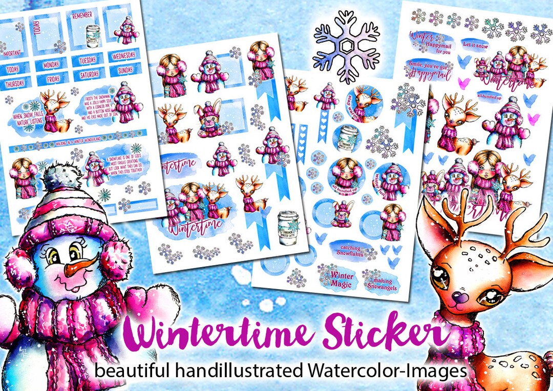 Wintertime Stickers - Printable Planner Sticker - Digital Images ...