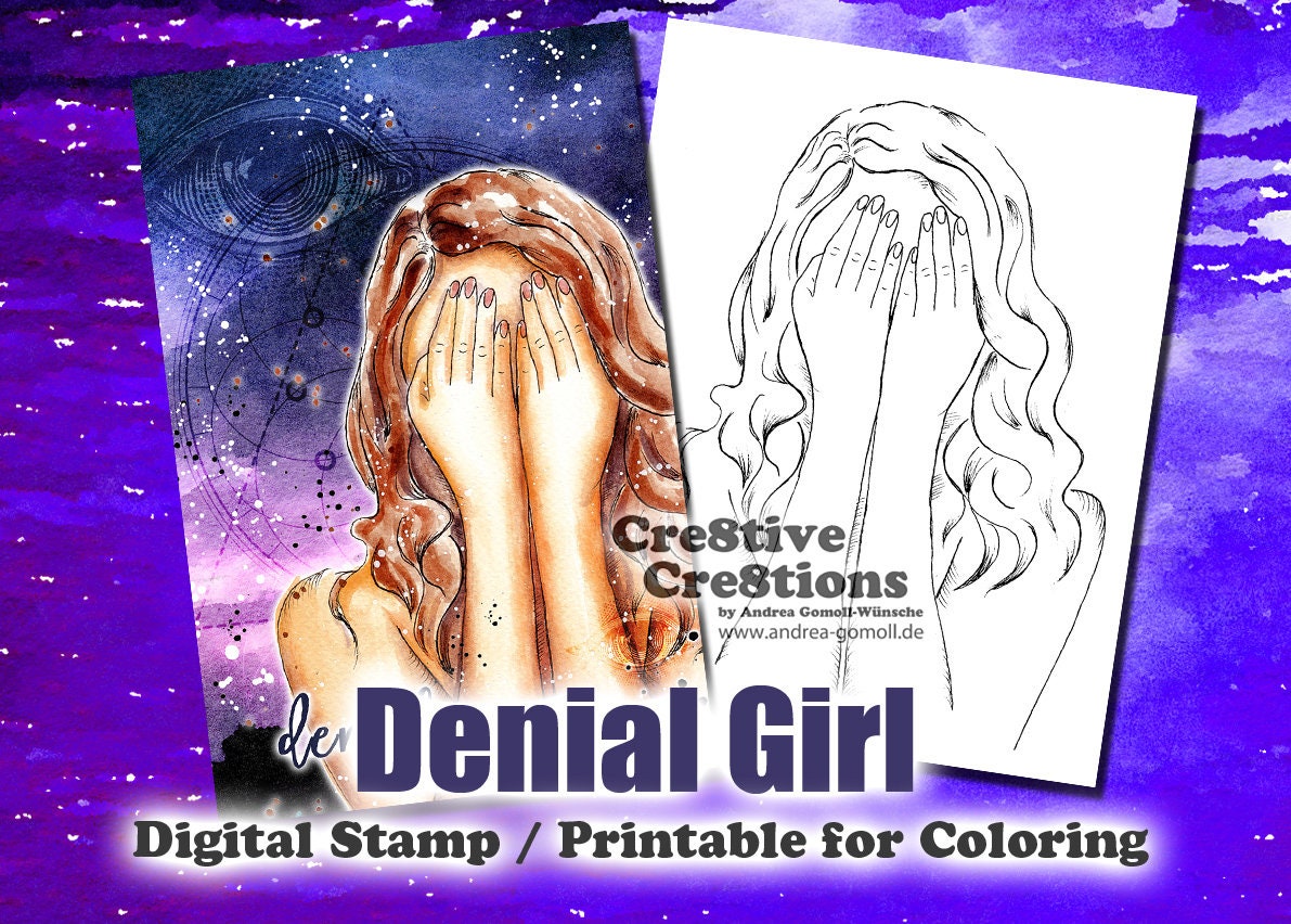 Denial Girl Digital Stamp / Printable Coloring Page by | Etsy