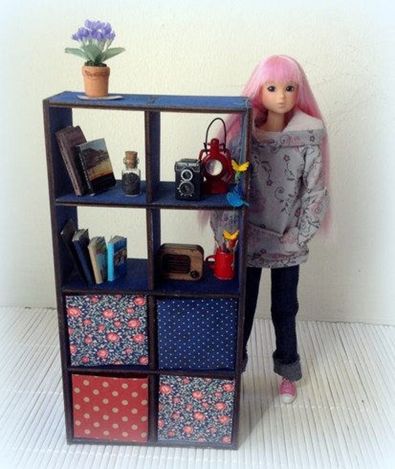 1:6 Doll shelf unit 8-cell. Barbie bookcase Blythe shelf | Etsy