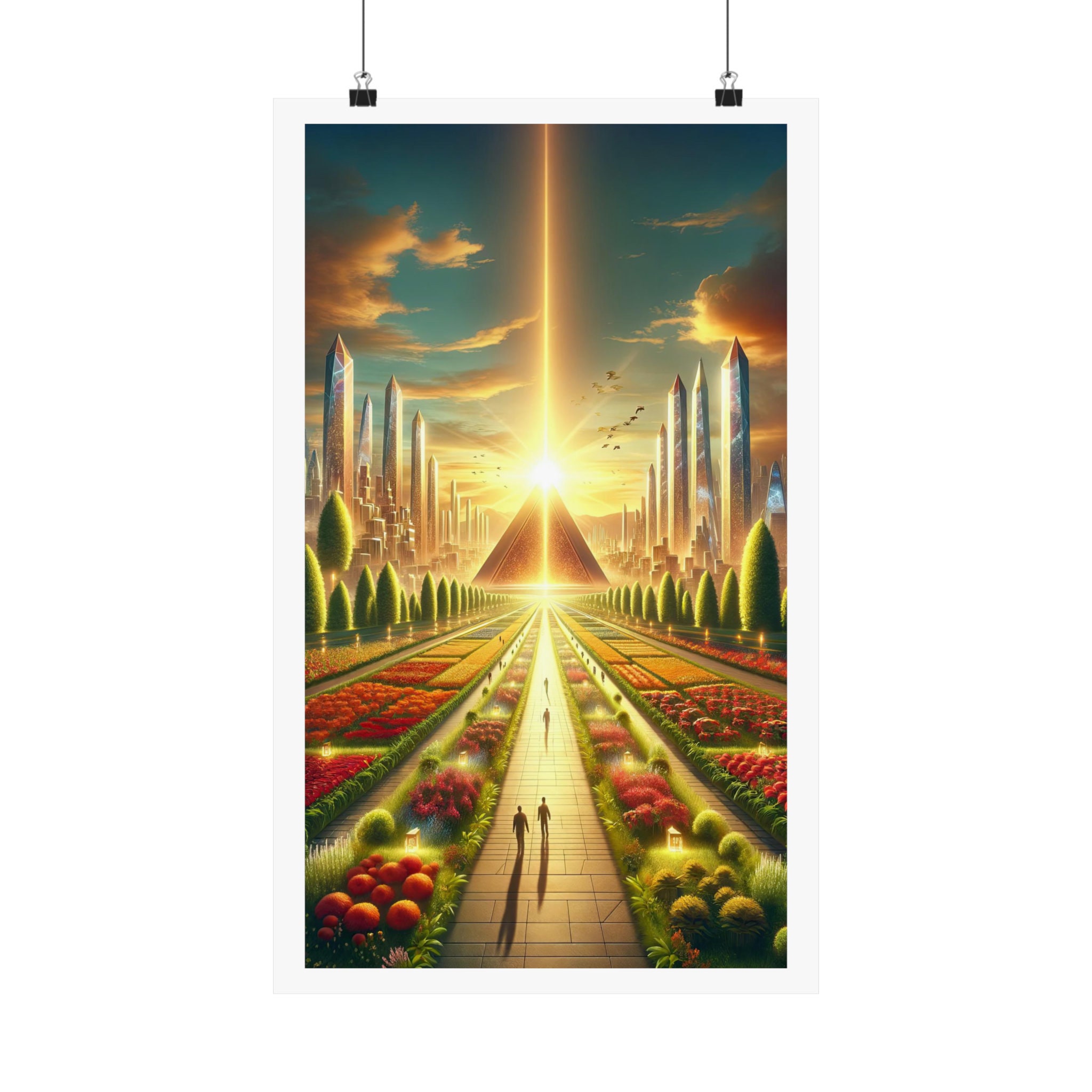 Radiant Utopia Sunset Poster 14x23 Original Futuristic City and Gardens ...