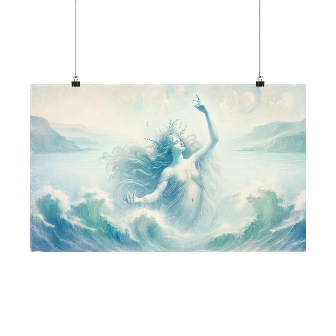 Mystic Ocean Goddess Art Poster 23x14 Ethereal Sea Deity Print - Etsy
