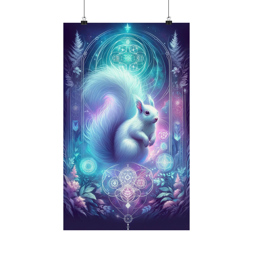 Enchanted Forest Squirrel Art Print Mystical Nature Poster - Etsy