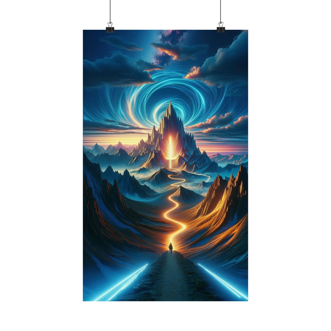 Pathway to the Cosmic Peak Art Print Visionary Mountain Landscape ...