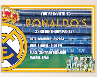 Real Madrid Birthday Printable Invitation - Digital Download - Etsy