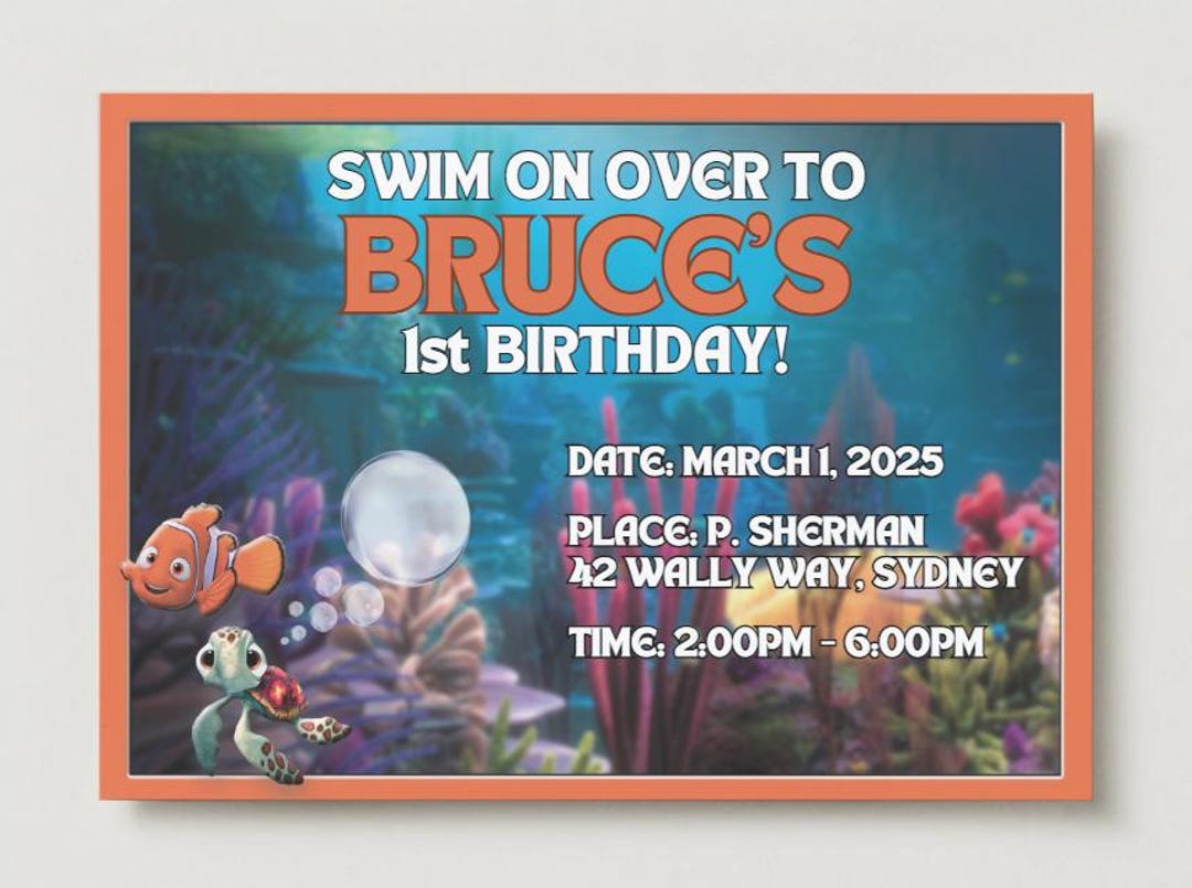 Finding Nemo Birthday Invitation Template: Editable Canva File - Etsy
