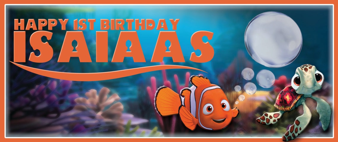 DIGITAL File Finding Nemo Birthday Banner File for Printing 6' X 2.5 ...