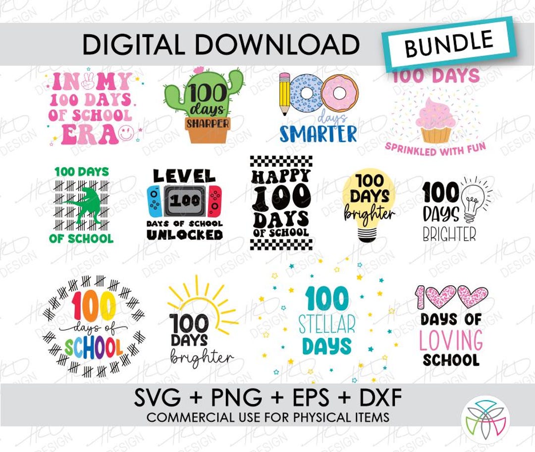100 Days of School SVG Bundle: Cut Files (digital Download) - Etsy