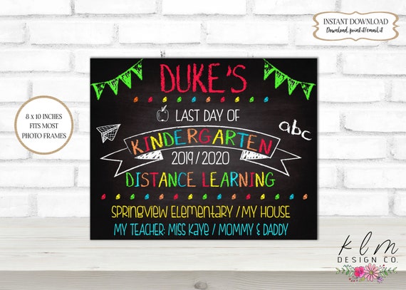 Last Day of School Chalk Sign Last Day of Distance Learning | Etsy