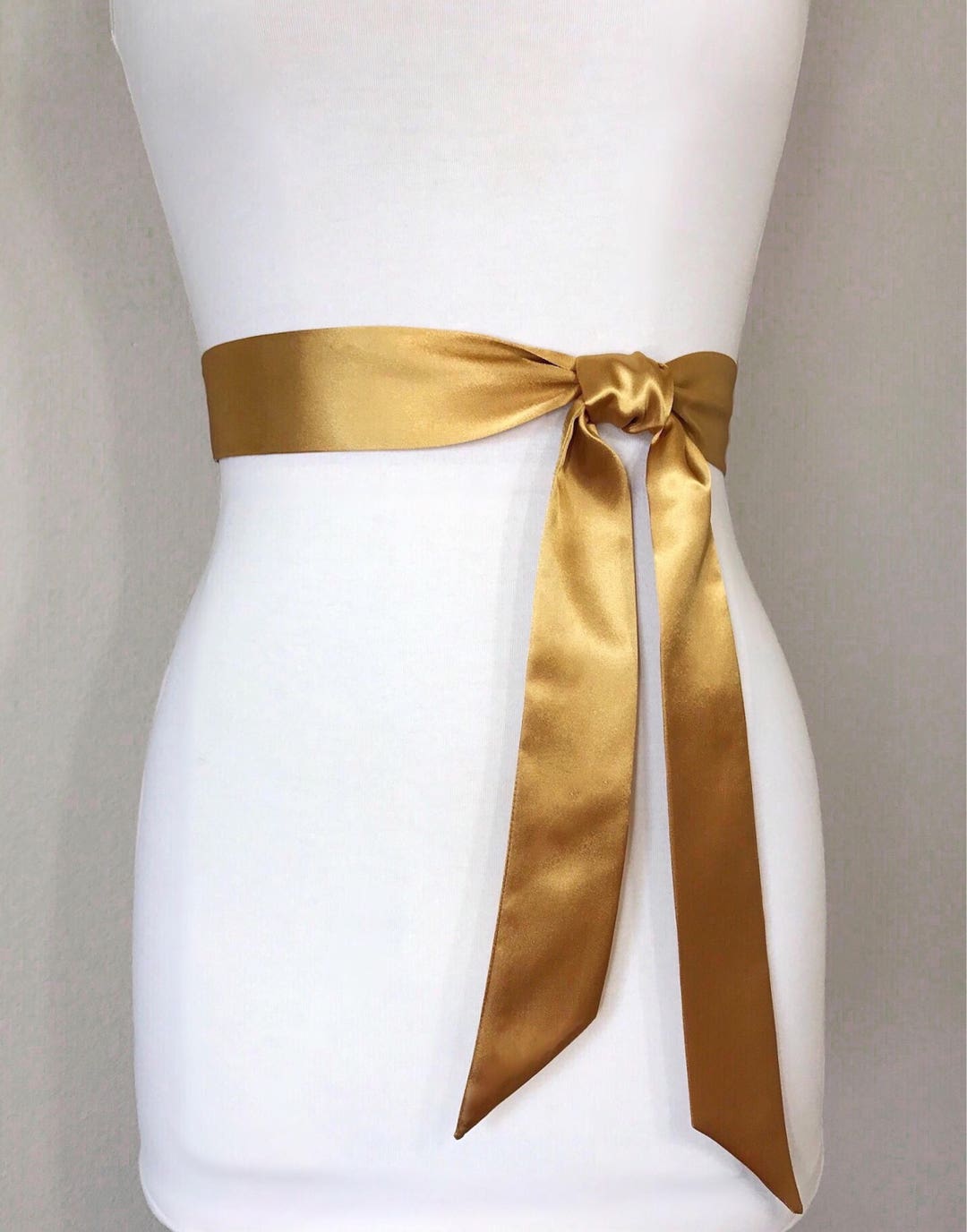 Narrow Antique Gold Satin Sash, Dark Gold Sash Belt, Gold Wedding Dress ...