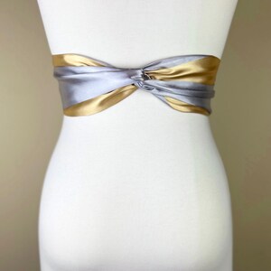 Gold & Silver Sash, Satin Sash, Silver and Gold Sash Belt, Silver Satin ...