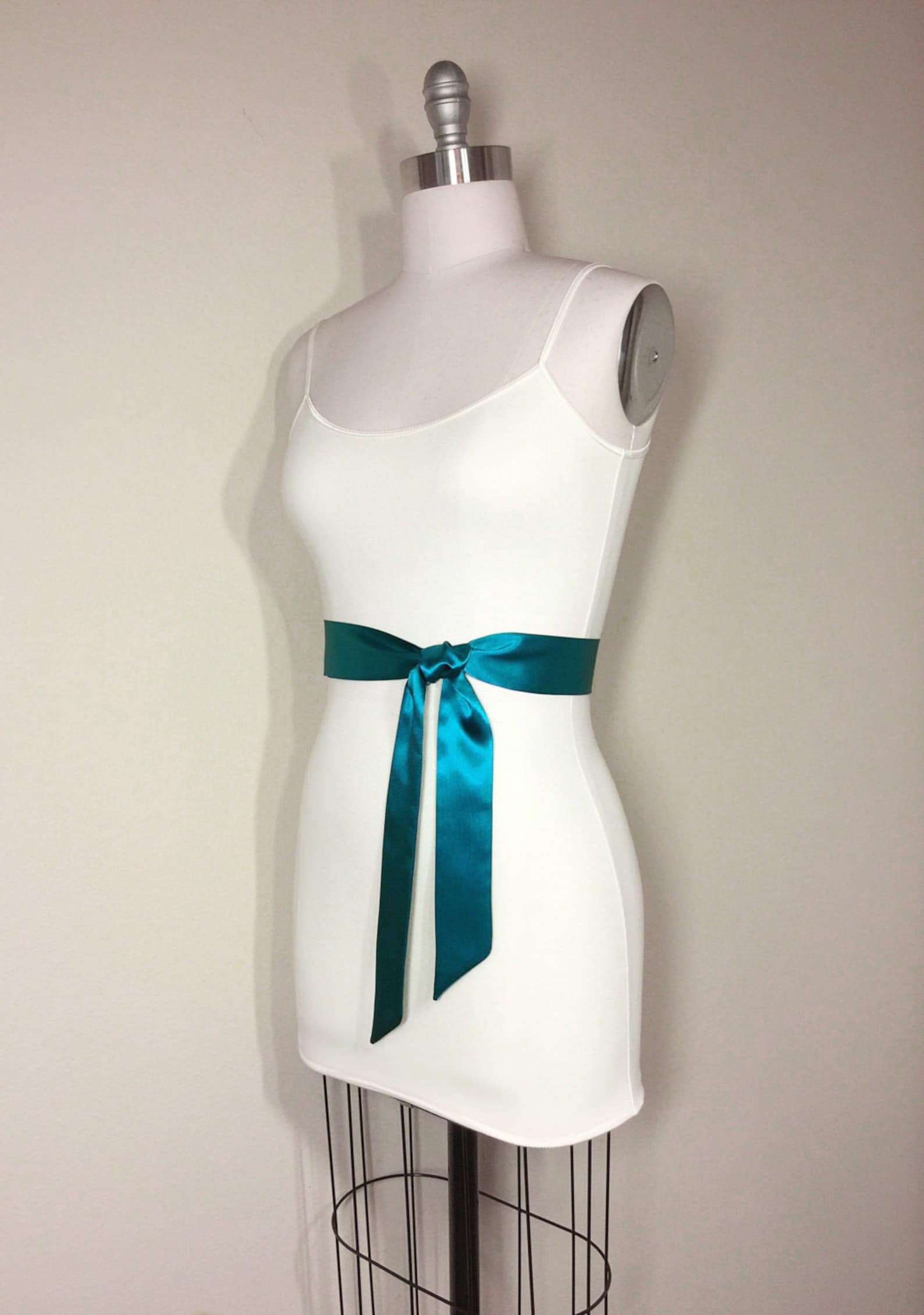 Narrow Teal Satin Sash Teal Sash Belt Deep Turquoise | Etsy