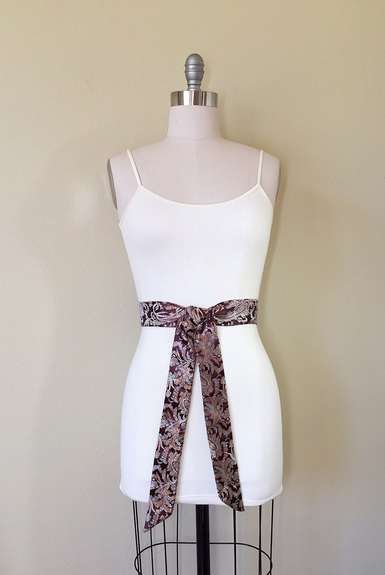 Asian Brocade Sash in Brown Rose Gold & Silver Paisley and - Etsy