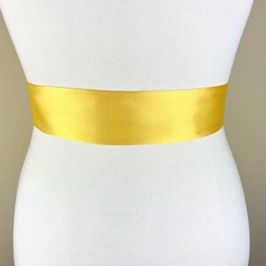 Narrow Sunny Yellow Sash, Yellow Satin Sash Belt, Yellow Dress Sash ...