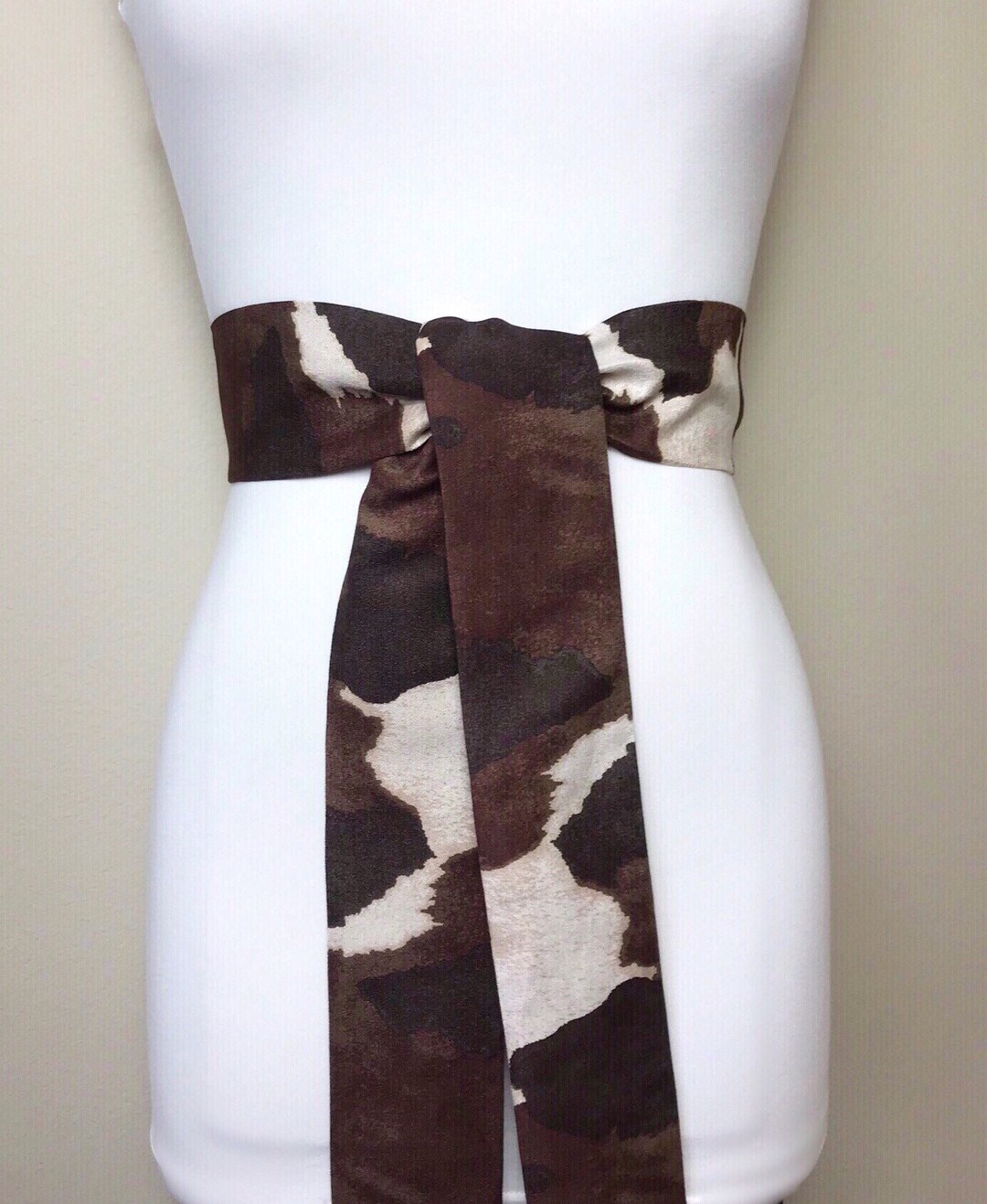 Wide Brown Cow Print Sash in Micro Suede, Brown & Cream Sash, Brown Cow ...