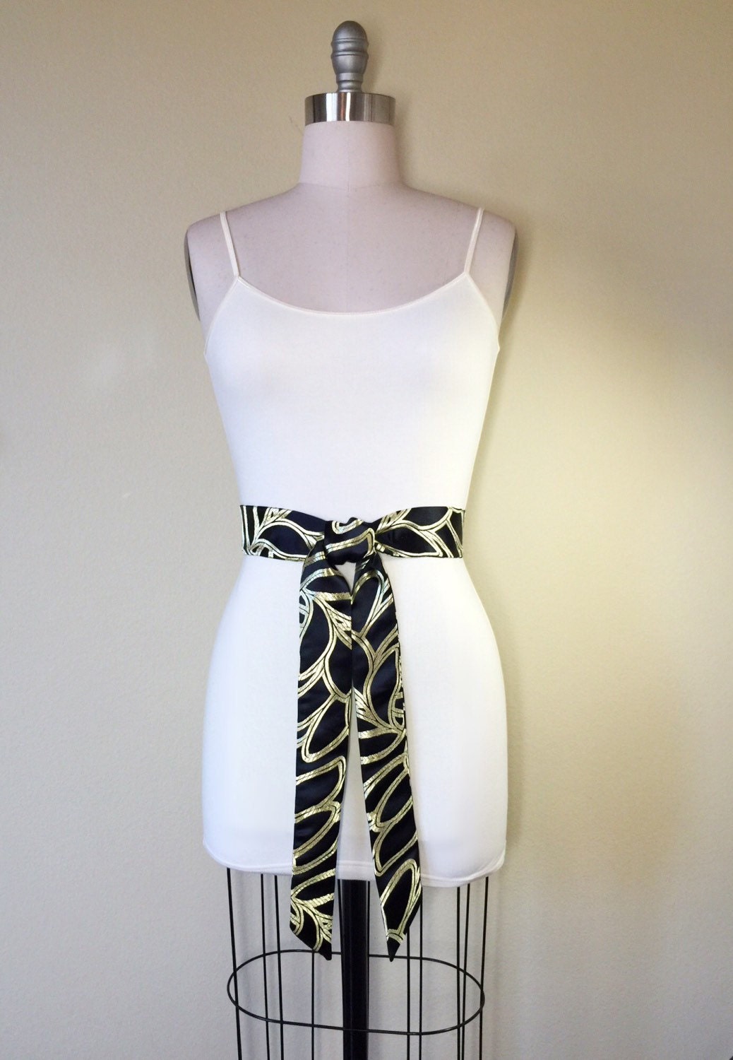 Black & Gold Sash Satin Brocade Sash Pale Gold and Black | Etsy