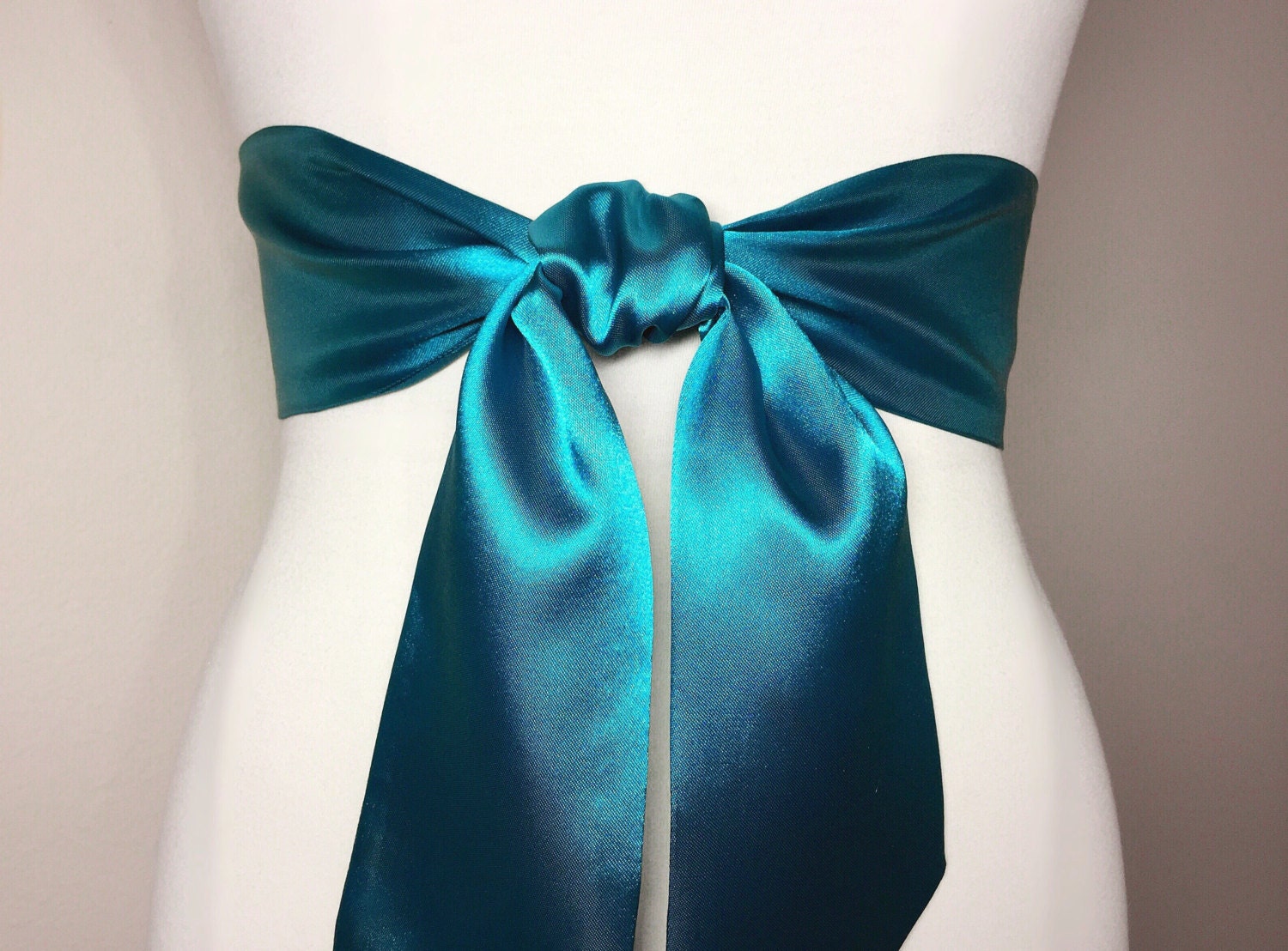 Teal Satin Sash, Teal Sash Belt, Wide Teal Wedding Dress Sash, Deep ...