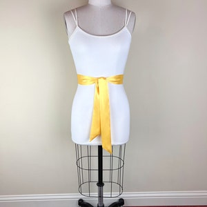 Narrow Sunny Yellow Sash, Yellow Satin Sash Belt, Yellow Dress Sash ...