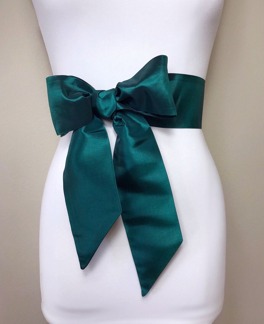 Crisp Taffeta Sash in Spruce Green, Taffeta Bow Belt, Formal Dress Sash ...