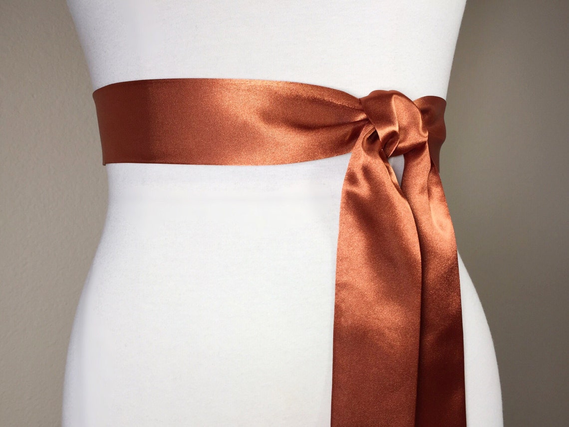 Narrow Burnt Orange Sash Burnt Orange Satin Sash Burnt | Etsy
