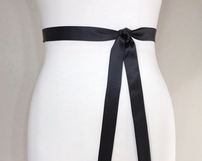 Extra Narrow Black Sash Black Satin Sash Belt Skinny Sash - Etsy
