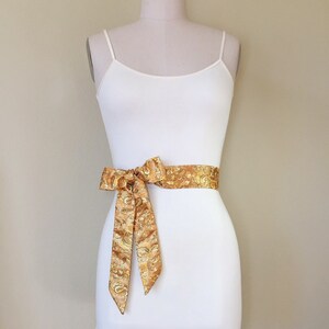 Asian Brocade Sash in Gold, Ornate Floral Sash in Gold Satin Brocade ...