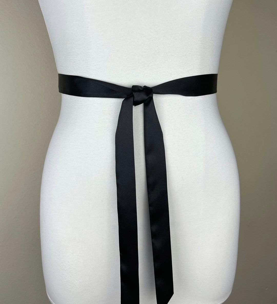 Extra Narrow Black Sash, Black Satin Sash Belt, Skinny Sash Belt ...