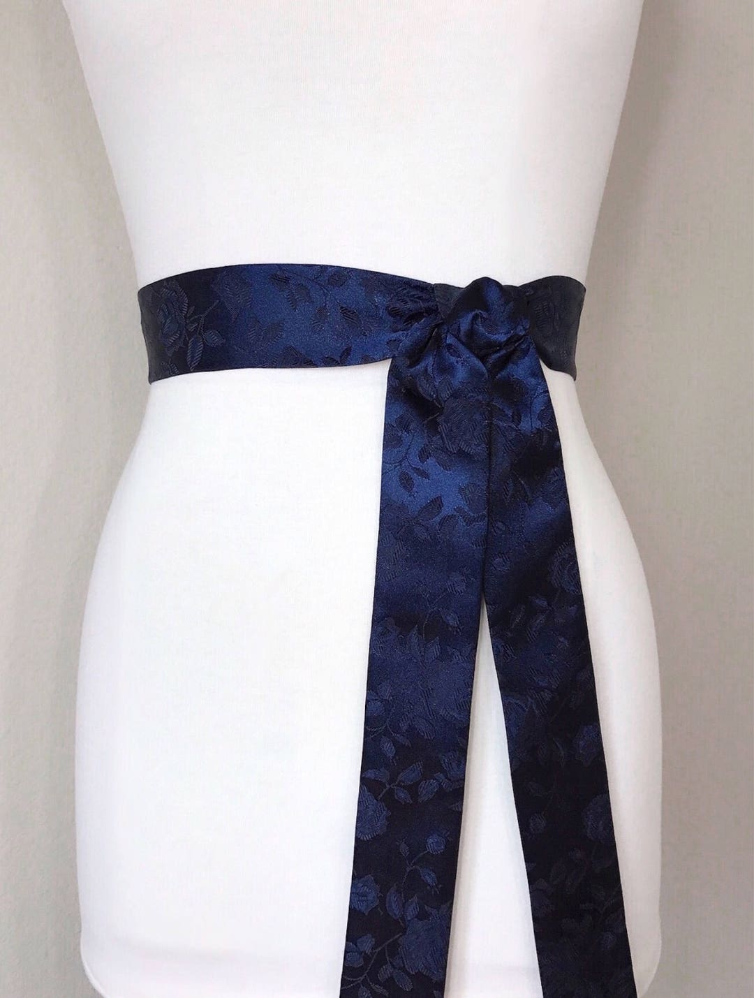Navy Satin Sash in Rose Jacquard Print Navy Sash Navy Rose - Etsy