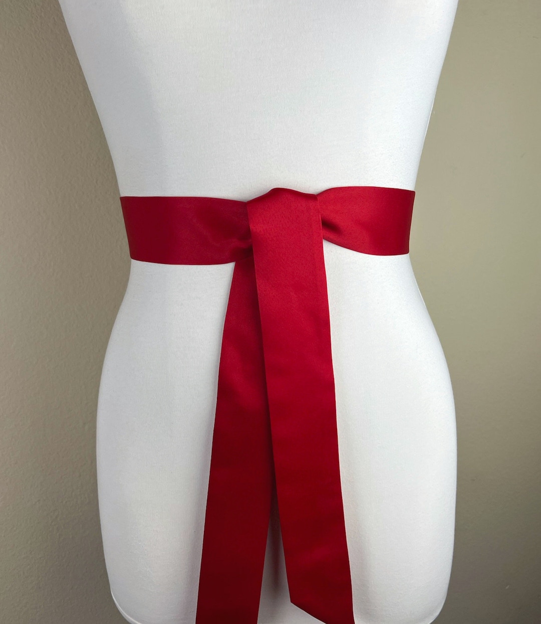 Narrow Red Sash in Matte Satin, Narrow Red Sash Belt, Red Dress Sash ...