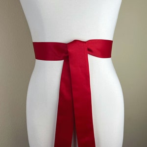 Narrow Red Sash in Matte Satin, Narrow Red Sash Belt, Red Dress Sash ...