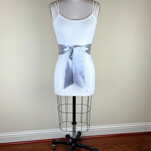 Bright Silver Satin Sash, Silver Sash Belt, Wide Silver Wedding Dress ...
