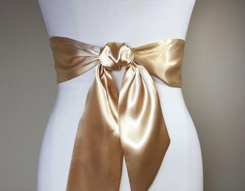 Pale Gold Satin Sash Light Gold Sash Belt Wide Gold Wedding - Etsy