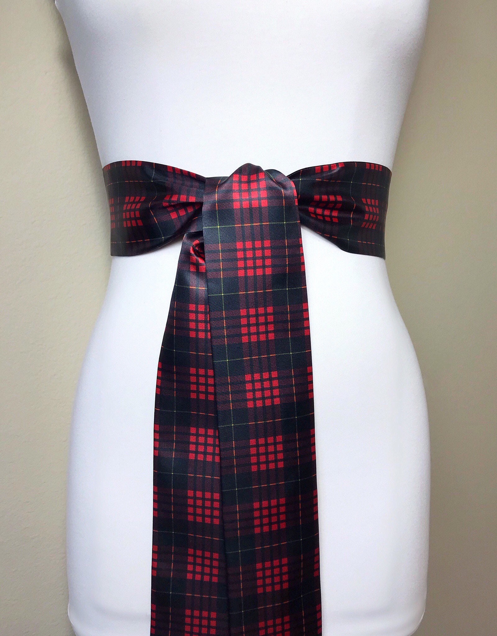 MacQueen Tartan Sash, Scottish Tartan Belt, Red & Black Plaid Sash Belt ...